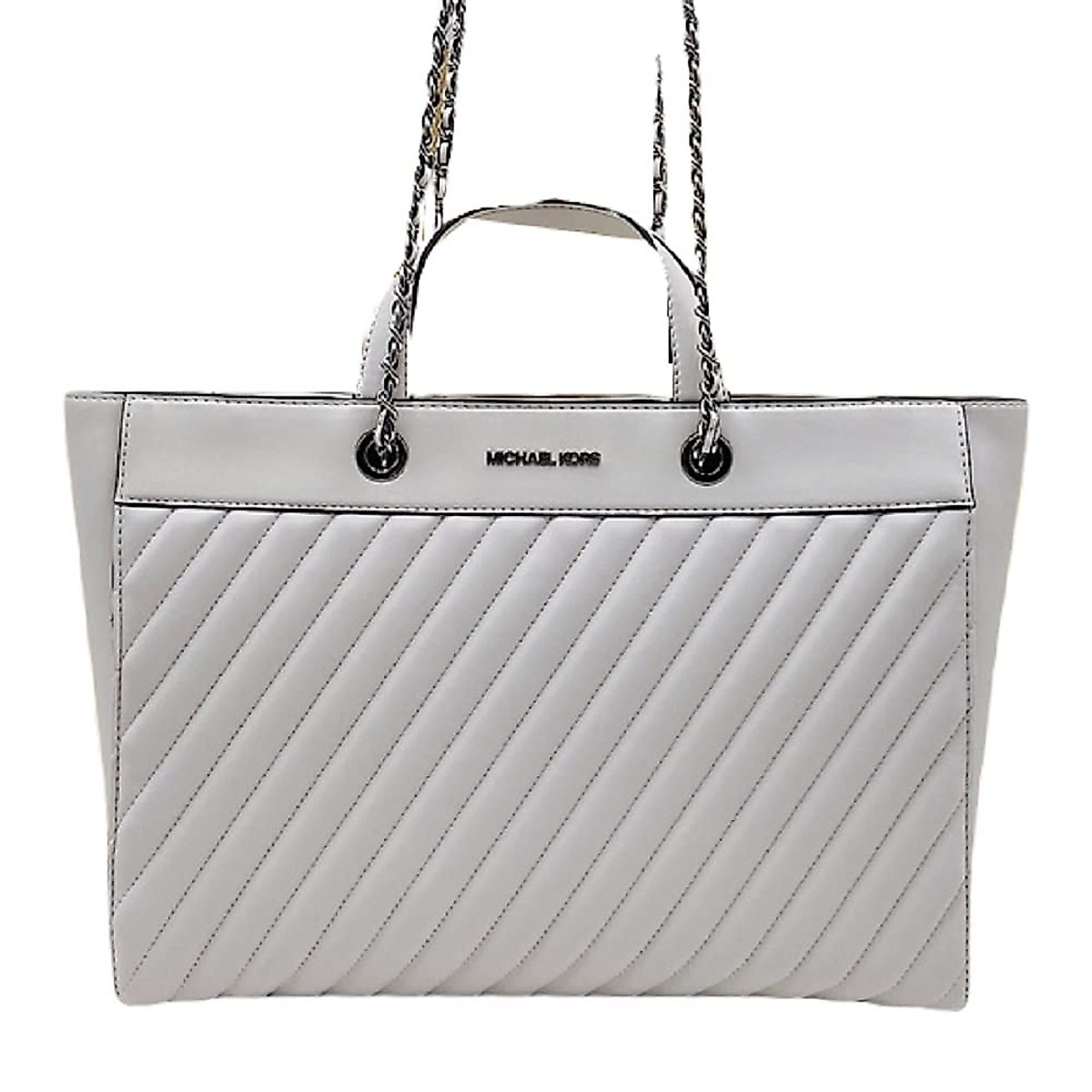 Michael Kors Rose Large East/West Tote Bag Handbag, Optic White
