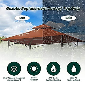 Grill Gazebo Replacement 5' x 8' Canopy Roof, Outdoor BBQ Gazebo Canopy Top Cover, Double Tired Grill Shelter Cover with Durable Polyester Fabric, Burgundy