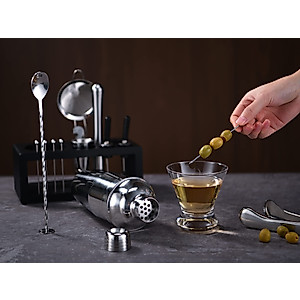 LUCKYGOOBO Cocktail Shaker Set,14 Piece Bartender Kit 24 oz Martini Shaker Cocktail Mixing 18/8 Grade Stainless Steel Martini Mixer Bar Tools for Professional Bartender and Home Bar.