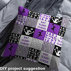 Feelyou Cheer Fabric by The Yard Kids for Boys Girls Gymnastics Upholstery Fabric for Chairs 1 Yard Cheer Sports Waterproof Outdoor Fabric Decor Purple Reupholstery Fabric Decor