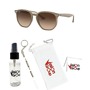 Ray-Ban RB4306 Sunglasses + Vision Group Accessories Bundle (Opal Beige/Brown Gradient (616613))