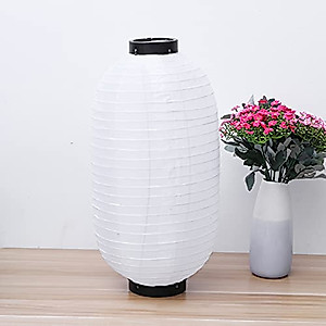 OSALADI Japanese Style Hanging Lantern White Blank Foldable Silk Sushi Lantern Waterproof Hanging Pendant for Traditional Festive Wedding Home Street Decor