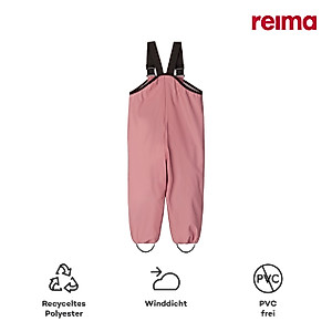 Reima Lammikko Kids Waterproof Suspender Rain Pant Lightweight Windproof Outdoor Rain Bib, Greyish Green, 2T
