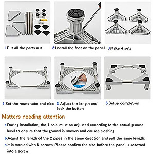 Multi-Functional Adjustable Movable Base Refrigerator Stand with 4 Strong Feets for Washing Machine Refrigerator and Dryer (4 Feets)
