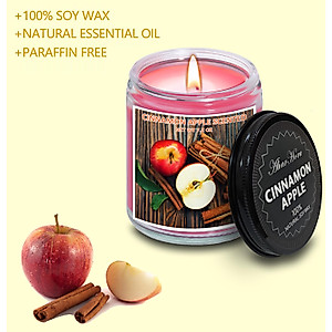 AharHora Cinnamon Apple Scented Candle, 7.2oz Jar Candle Gifts for Women Men, Fall Autumn Candles for Home Scented, Soy Wax Candle Last Over 50 Hours, Unique Gift for Friend Family Coworker