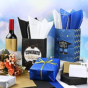 Bolsome 100 Sheets 20 * 14 Inches Christmas Tissue Paper for Gift Wrapping, Gold Silver White Black Navy Blue Tissue Paper for Gift Bags for Birthday Christmas Graduation Party DIY Craft