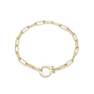 gorjana Women's Parker Paperclip Link Chain Bracelet, 18k Gold Plated, Signature Clasp, Adjustable Minimalist Stacking Layered