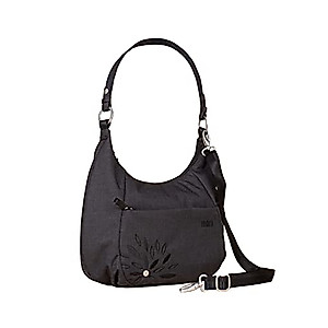 HAIKU Amble Hobo Bag with Removable Shoulder Strap and Adjustable Crossbody Strap, Black in Bloom