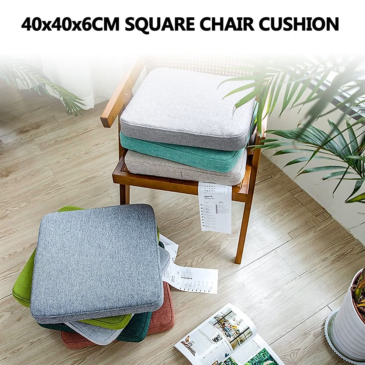 Yadlan Set of 1 Chair Cushion Seat Pads Dining Chair, Seat Cushions for Kitchen Chairs 1 Pack, Booster Cushion for Armchair Firm 40cm Square, Invisible Non Slip Area Chair Pads, with Zipper Beige