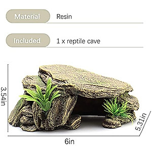 La La Pet® Reptile Hide Box Reptile Hideouts Resin Rock Gecko Hides and Caves Lizard Habitat Decor Small Animal Hideaway Basking Platform for Turtle Spiders Frog Amphibians