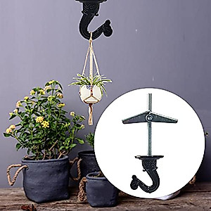 2 Pack Black Swag Ceiling Hooks and Hardware Set for Hanging Plants, Heavy Duty Swag Hooks with Steel Screws/Bolts and Toggle Wings for Ceiling Installation Wall Fixing