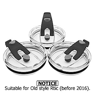 3 Packs Lids for 20oz Tumblers, CNYMANY Spill-proof Splash Resistant Straw-friendly Cover for Old Style Rtic, Ozark Trail 20 oz. Cups - Black