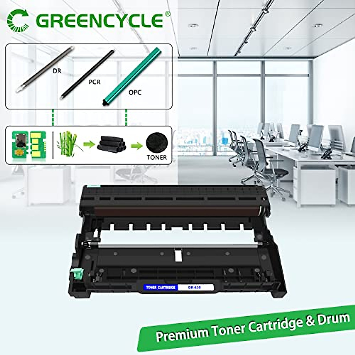 greencycle 1-Pack Compatible Drum Unit Replacement for Brother DR630 DR-630 Use with MFC-L2700DW HL-L2300D HL-L2320D HL-L2340DW HL-L2360DW MFC-L2740DW DCP-L2540DW Printer (Black, No Toner)