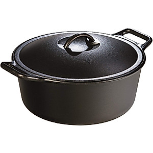 Lodge BOLD 7 Quart Seasoned Cast Iron Dutch Oven, Design-Forward Cookware,Black