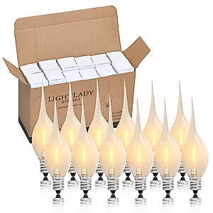 LightLady Studio, Silicone Dipped LED Candle Light Bulbs, Bright White, LED Silicone Candle Bulbs, 12 Pk, .7 Watts, Equivalent to 7 Watt Bulb, Candelabra LED Light Bulbs