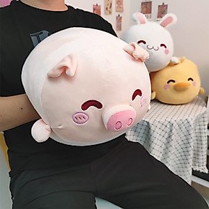 ARELUX Pig Plush Pillow Stuffed Animal Snuggly Pillow Cute Plush Toy Snuggle Buddy Pig Plushie Kawaii Soft Hugging Pillow for Kids Boys Girls 17.7in