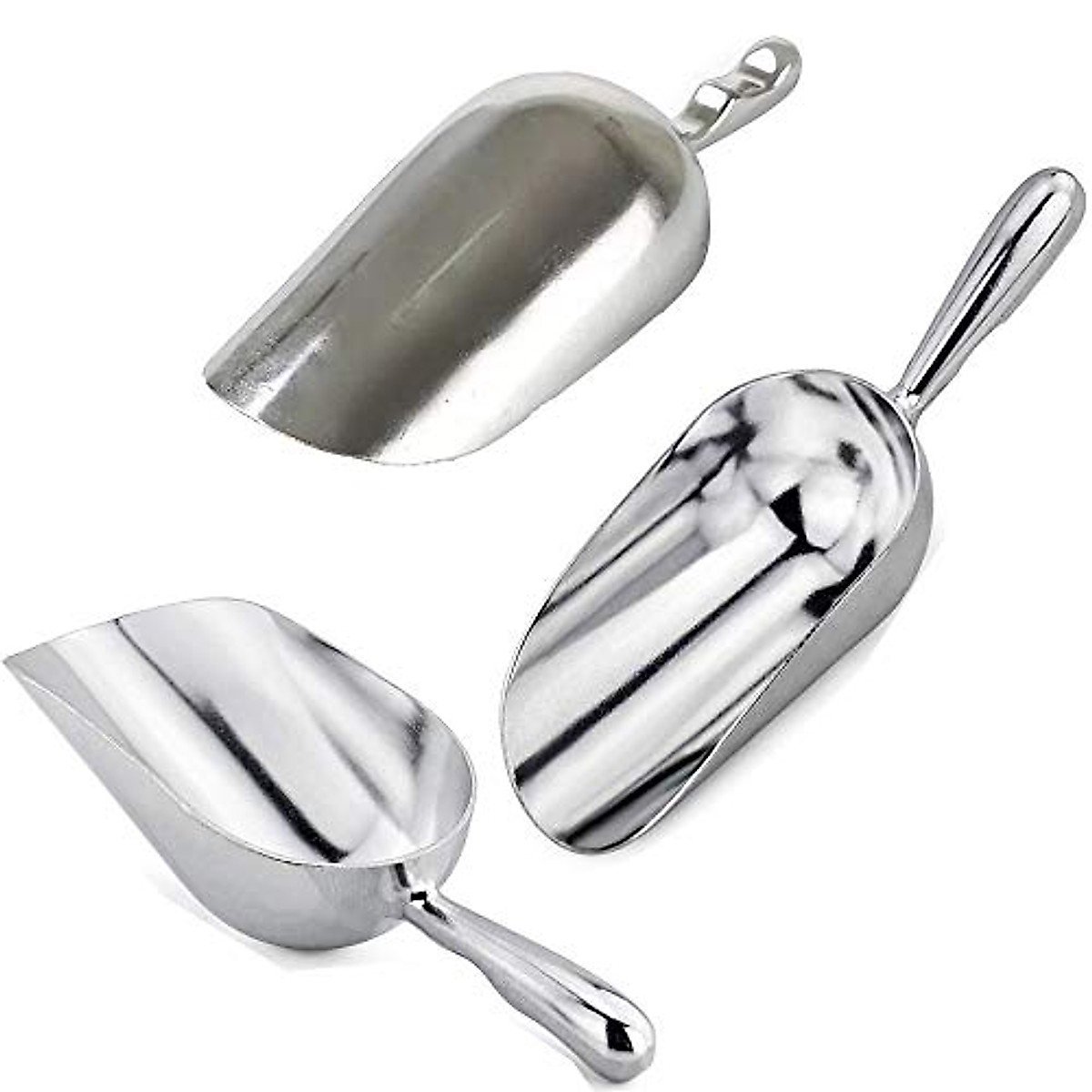 Ice Cube Scoop Cast Aluminum Shovel Scoops Kitchen Utility Scoops Set Contoured Handle, Ice Scooper for Ice Maker Freezer Coffee Bean Food Candy Flour Popcorn Rust Free 12 oz