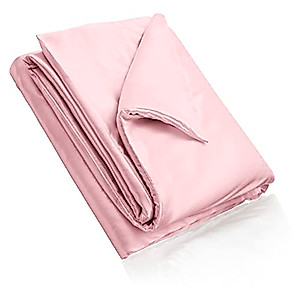 Homiest 60"x80" Duvet Cover for Weighted Blanket, Blush Pink Satin Weighted Blanket Cover Full/Queen Size with 8 Ties, Silky & Removable Zippered Duvet Cover Heavy Blanket Duvet Cover for Adults