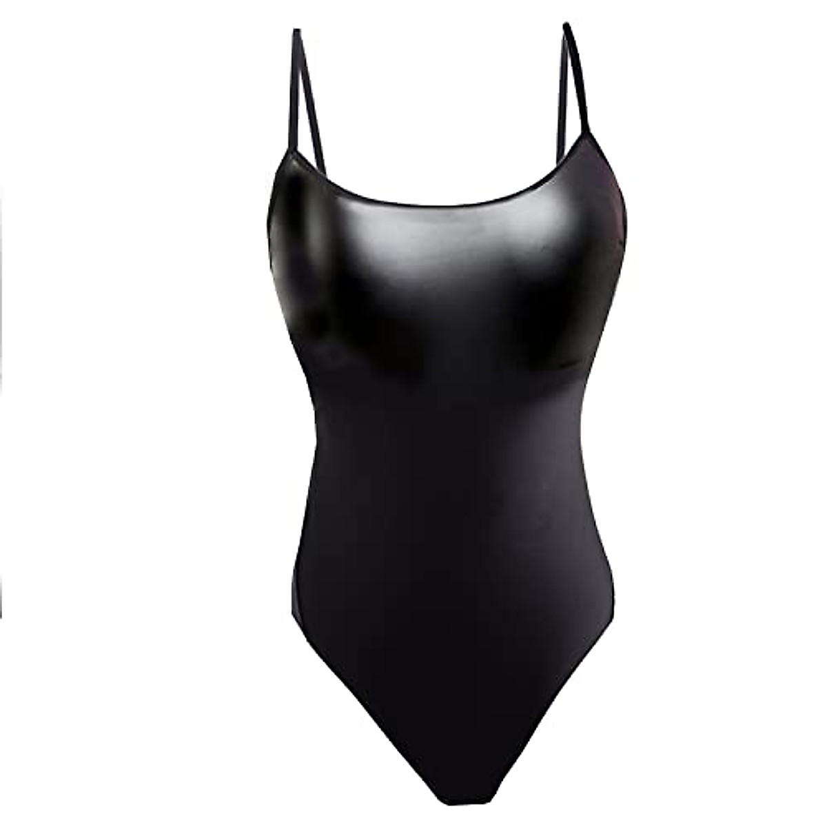 Bodysuit for Women Fashion PVC Leather Wet Look Teddy Lingerie Bodycon One Piece Sexy Deep V Babydoll Jumpsuit