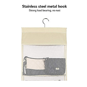 Handbag Hanging Organizer, 4 Pocket Hanging Purse Organizer Handbag Storage Hanger Oxford Cloth Closet Organizer for Family Closet Bedroom, Foldable and Universal Fit, Beige, Gray (4 Tiers, Gray)