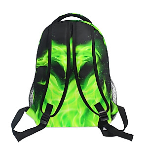 Custom Green Fire Dragon School Backpack Personalized Your Name Text Bookbag for Boys Girls Teens Casual Travel Bag Computer Laptop Daypack