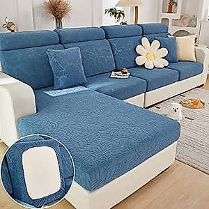 Magic Sofa Cover, 2023 New Wear-Resistant Universal Sofa Cover, Stretch Couch Cushion Slipcovers Replacement, Anti-Slip Recliner Sofa Cover, L Shape Sofa Covers,Blue,4 Seater
