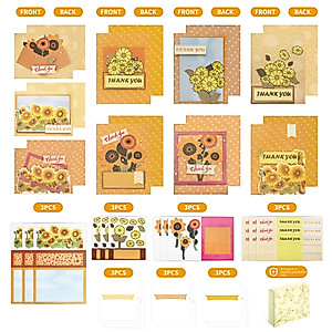 CREATIVETREES Card Making Kits DIY Blank Cards Sunflower Thank You Cards with Envelopes 9 Sets, Note Greeting Cards Set, Greeting Cards for All Occasions