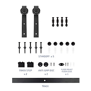 S&Z TOPHAND 36 in. x 84 in. Unfinished British Brace Knotty Barn Door with 6.6FT Sliding Door Hardware Kit/Solid Wood/Sliding Door/Double Surfaces/A Simple Assembly is Required (36, Door+J Shape)