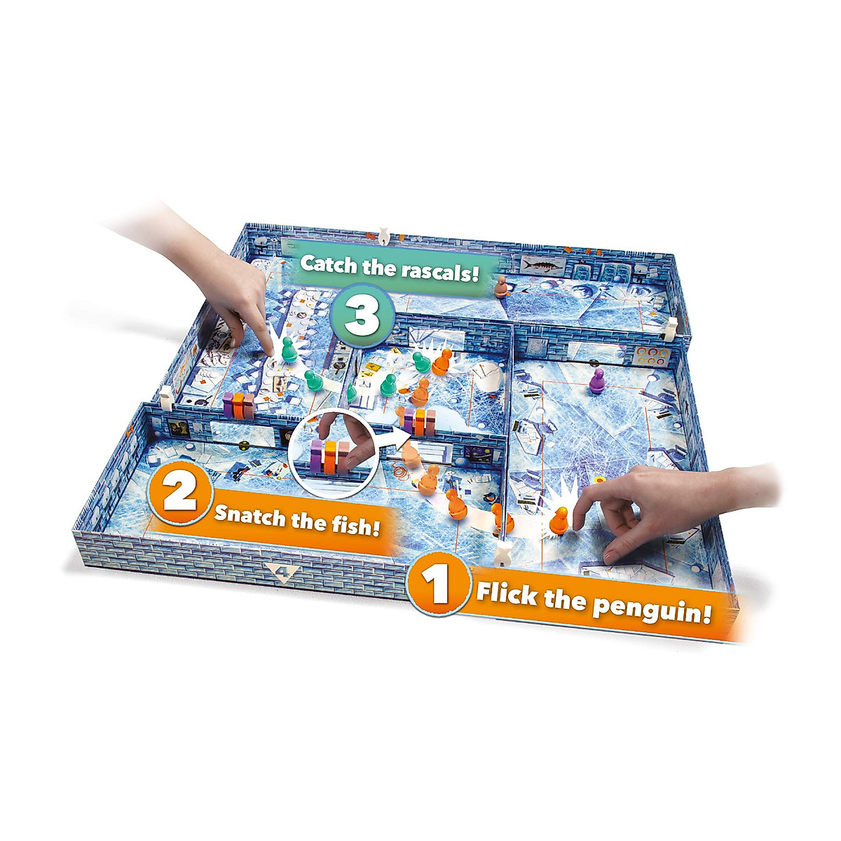 Brain Games ICECOOL 2 - A Fast & Fun Penguin Flicking Board Game, New Layouts & More Players, Age 6 and up, 2-8 Players, 30 Min Play Time, Award Winning Family Game by Brain Games,Multicolor