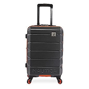 Nautica Quest Hardside Spinner Luggage, Grey/Orange, Carry-On 21-Inch
