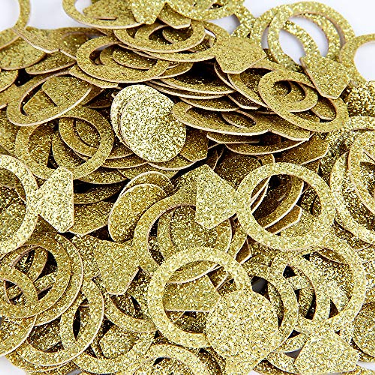 Gold Glitter Double Sided Ring Finger Paper Confetti for Table Wedding Birthday Party Decoration,1.2 inch in Diameter(100pcs)