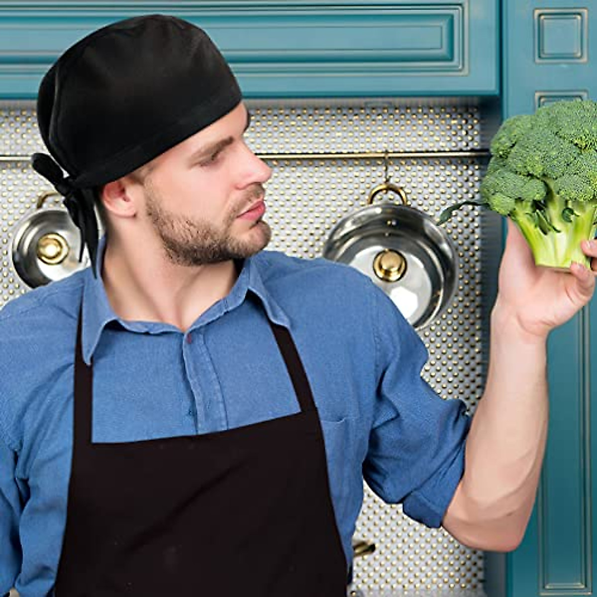 UPKOCH 6 Pcs Chef Hat Adjustable Cooking Cap: Unisex Chef Hats Kitchen Cooking Hat Breathable Skull Caps Service Hat for Men Women (Black)