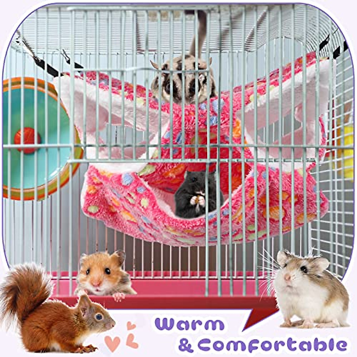 Cunno 4 Pcs Guinea Pig Rat Hanging Hammock 3 Tier Small Animals Hanging Sleeping Bed Pet Hanging Cage Accessories Bedding Cage for Chinchilla Ferrets Sugar Glider Squirrel Reptiles Hideout Playing