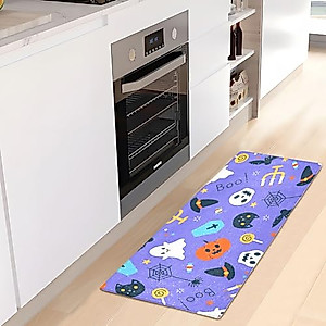 Fluffy Floor Carpet-Halloween Skeleton Cartoon 39x20in Front Door Mat Indoor Machine Washable Carpet,Aesthetic Rug