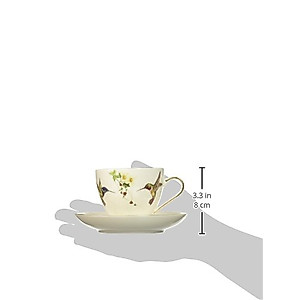 Abbott Collection Ambrosia Hummingbird Cup & Saucer White, 2.5"