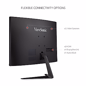 ViewSonic VX2718-2KPC-MHD 27 Inch Curved 1440p 1ms 180Hz Gaming Monitor with FreeSync Premium, Eye Care, HDMI and Display Port