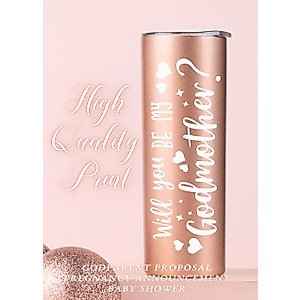 Onebttl Will You be My Godmother,Godmother Proposal Gifts for Best Friend, Aunt, Sister, 20 oz Skinny Stainless Steel Tumbler Rose Gold 2024