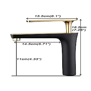 Hiendure Vessel Sink Faucet Gold & Black Bathroom Sink Faucet Single Handle Modern Vanity Faucet One Hole with Water Supply Hoses