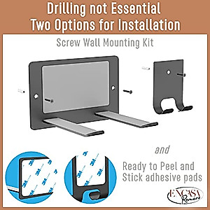 EnCasa Romero Hair Dryer Holder - Wall Mounted Hanger for Blow Dryers & Hair Dryers and Power Cord - Dual Mounting Option with Self Adhesive Strips and Screws Compatible with Dyson & Most Hairdryers