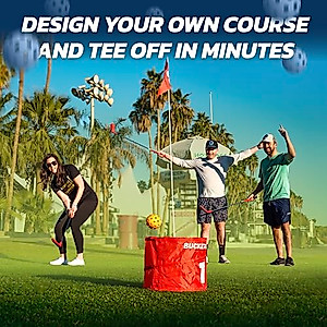 bucketgolf Game 3 Hole Starter Set - New Outdoor Yard Golf Game Levels Family, Adults, Kids, Party, Lawn, Camping, Beach