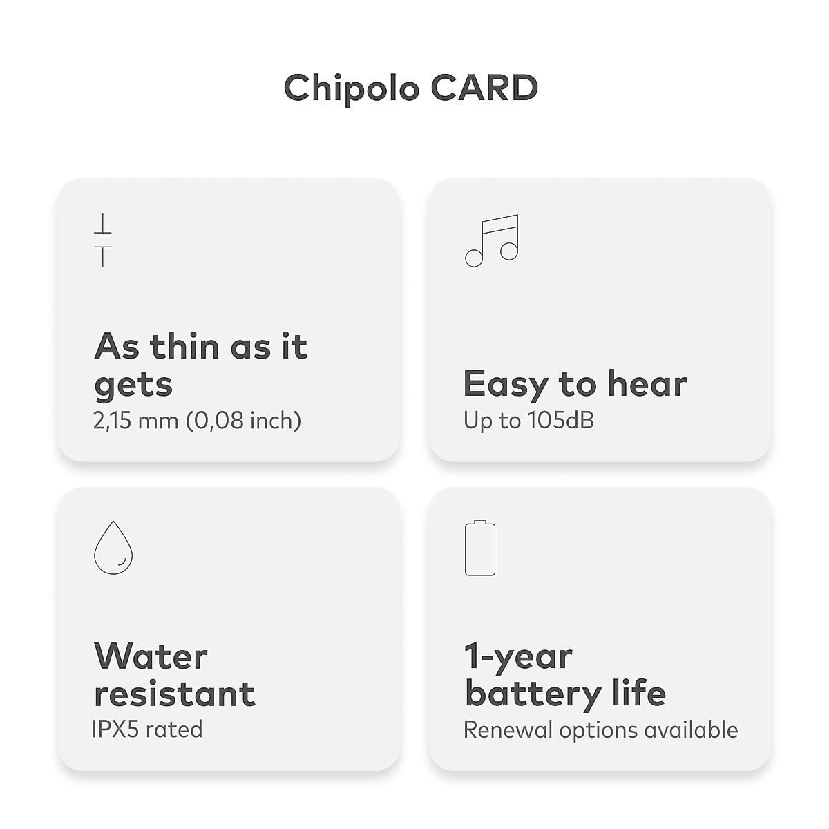 Chipolo ONE - Key Finder, Bluetooth Tracker for Keys, Backpack, Item Finder, Premium Features, Out of Range Alerts, Works with Chipolo app (iOS & Android Compatible) (2X ONE + 1x Card)