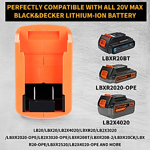 Battery Adapter for Black and Decker 20v Lithium Battery USB Phone Charger, Led Work Light with Dual USB Charger and 12v DC Port,Power Source Supply for 14.4-20v Max Lithium-Ion Battery