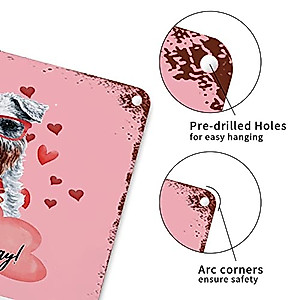 Pet Dog Happy Valentine's Day Metal Plaque Sign Field Spaniel Dog Retro Wall Decoration Plaques Dog with Red Glasses and Love Heart Aluminum Sign for Kid Room Living Room 12x12in