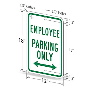 "Employee Parking Only" Sign With Bidirectional Arrow By SmartSign | 12" x 18" 3M Engineer Grade Reflective Aluminum