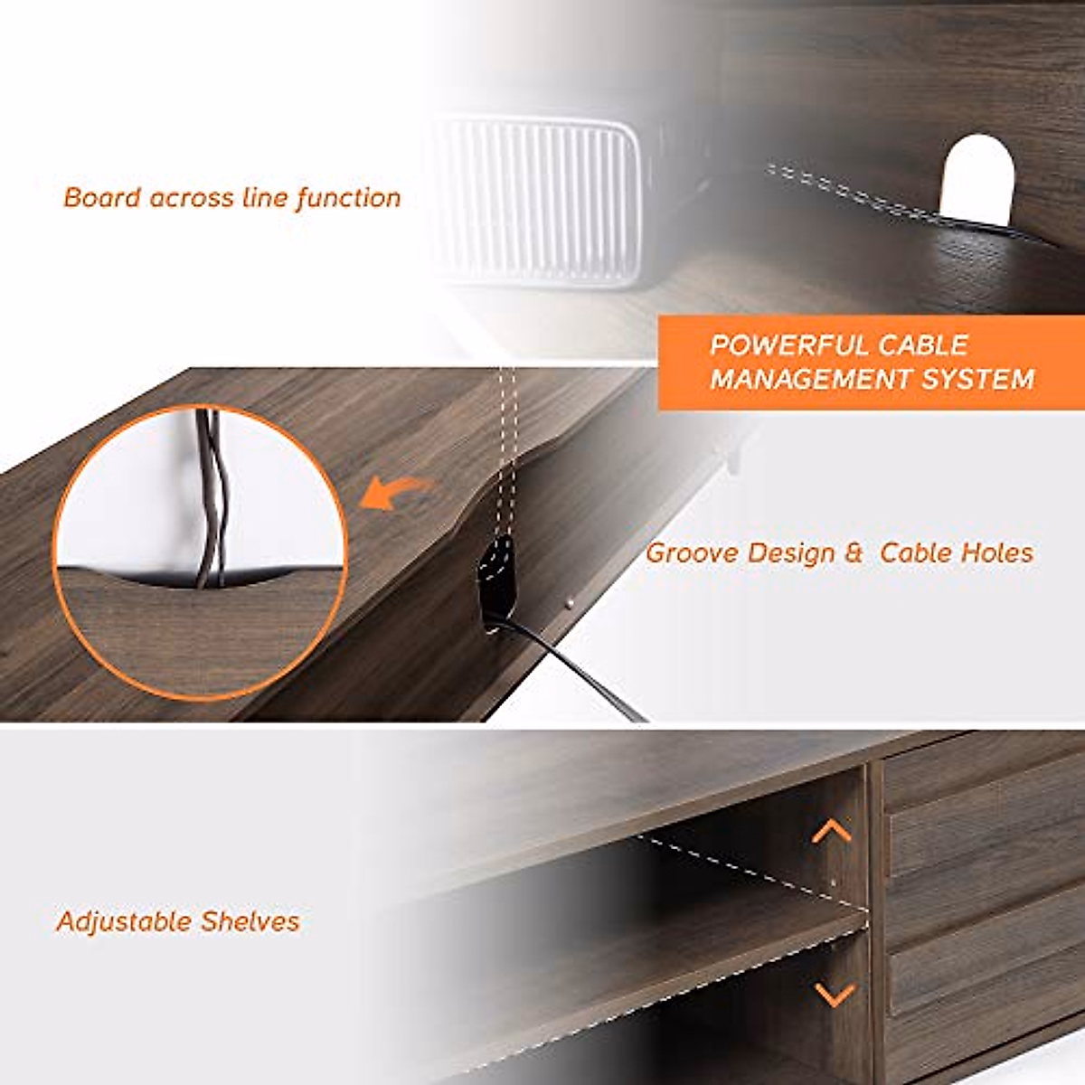 WAMPAT Mid Century Modern TV Stand for 65 Inch TV, Wood TV Console Table with Storage Cabinet, Entertainment Center for Living Room, 60 Inch, Espresso