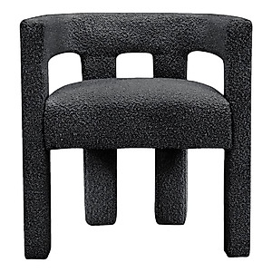 MAKLAINE Contemporary Designed Black Fabric Upholstered Accent/Dining Chair