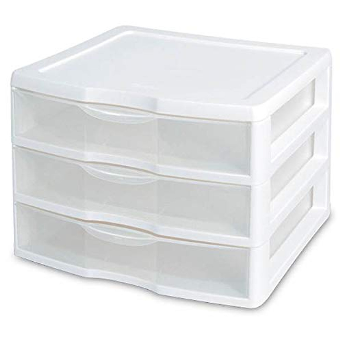 New Sterilite White & Clear Countertop 3-Drawer Desktop Storage Unit (4 Pack)