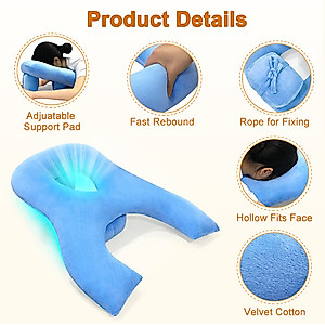 Face Down Pillow for Sleeping After Eye Surgery Head Positioning Prone Pillow for Massage Napping Tanning Pillow with Face Hole Doughnut Bed Cradle Cushion Detached Retina Vitrectomy Recovery