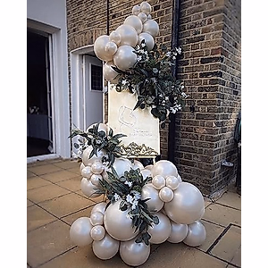 Kozee Pearl white Double-Stuffed Balloons different sizes 63pcs18/10/5 inch 2layer pearl white sand balloon Garland kit For bridge to be Wedding women Birthday baby shower anniversary decorations