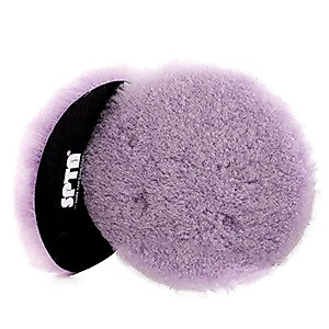 Wool Polishing Pads, SPTA 2Pcs 6Inch (150mm) Wool Cutting Pad, Purple Wool Buffing and Polishing Pad Set, Wool Buffing Wheel for Heavy Cut for 6Inch (150mm) Car Polisher Polishing, Buffing and Cutting